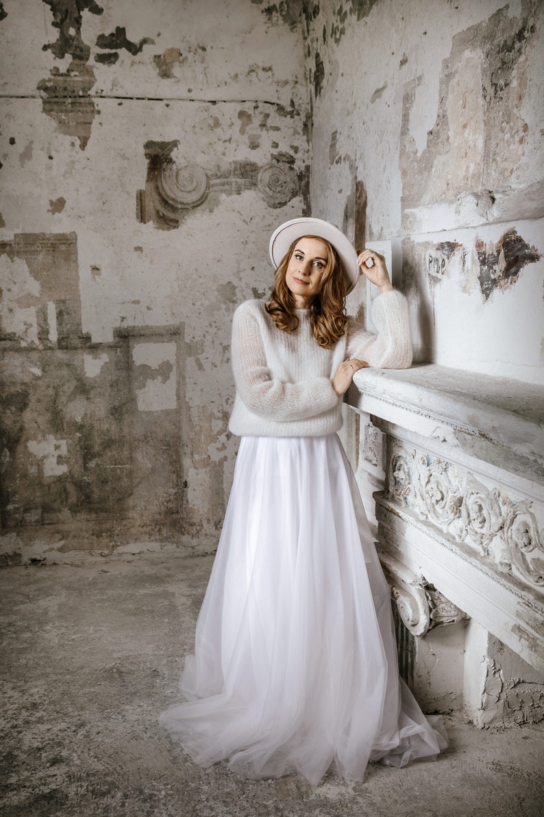 Handmade Soft off White Mohair Silk Sweater Bridal White | Etsy