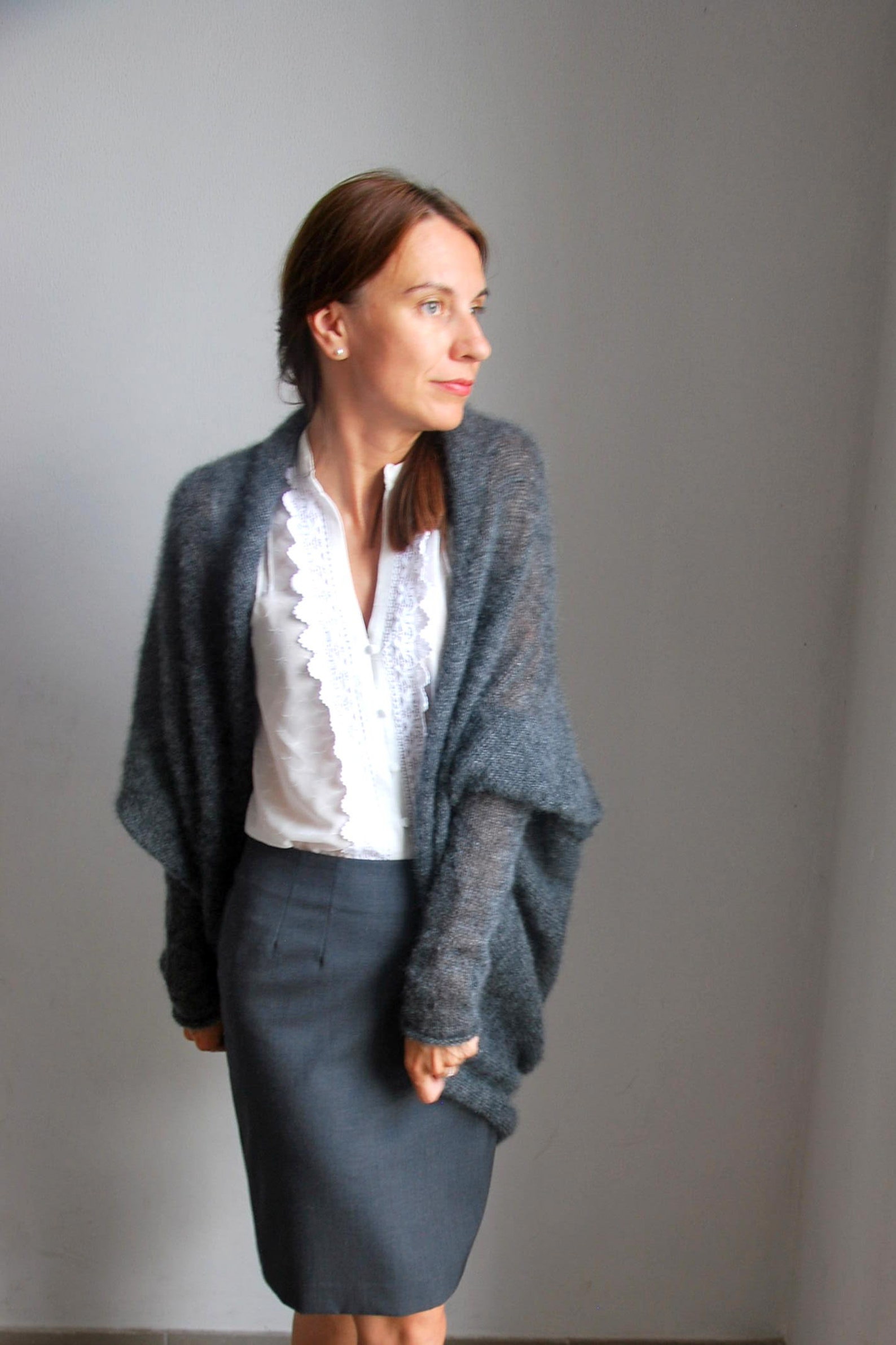 Mohair Cardigan Teacher Cardigan Gray Cardigan Mohair - Etsy