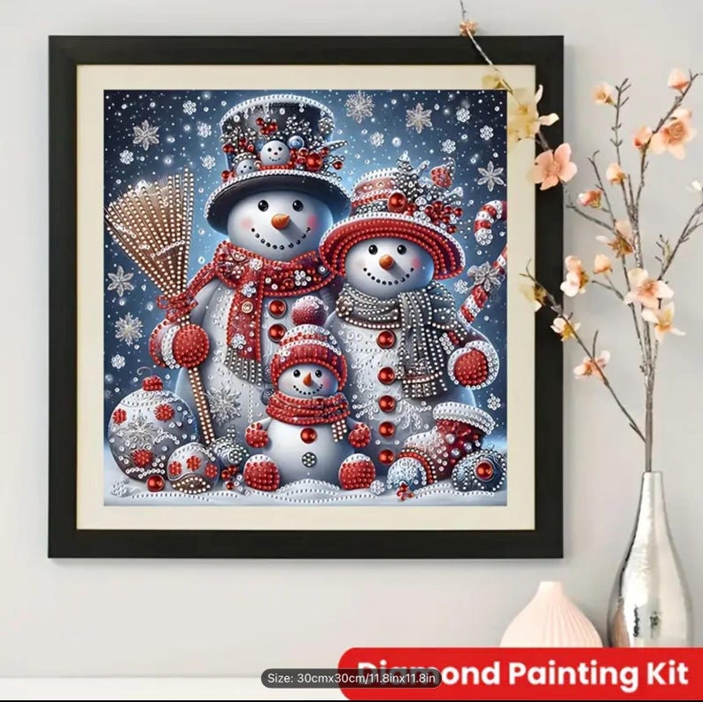 5D Diamond Art Kit | Festive Snowman Family | 30x30cm Frameless - Etsy