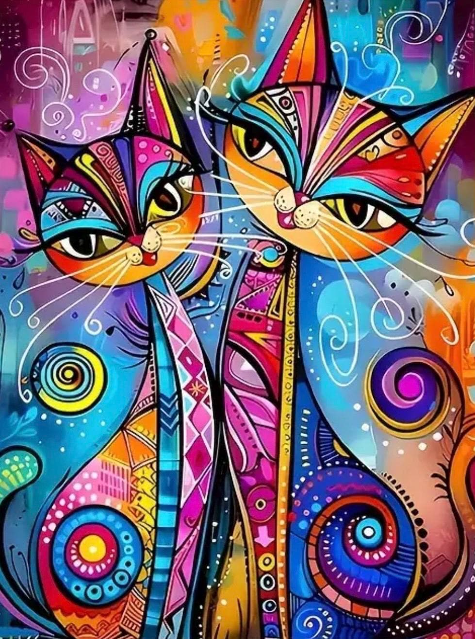 5D Diamond Art Kit | Psychedelic Cats | 30x40 Frameless - Etsy