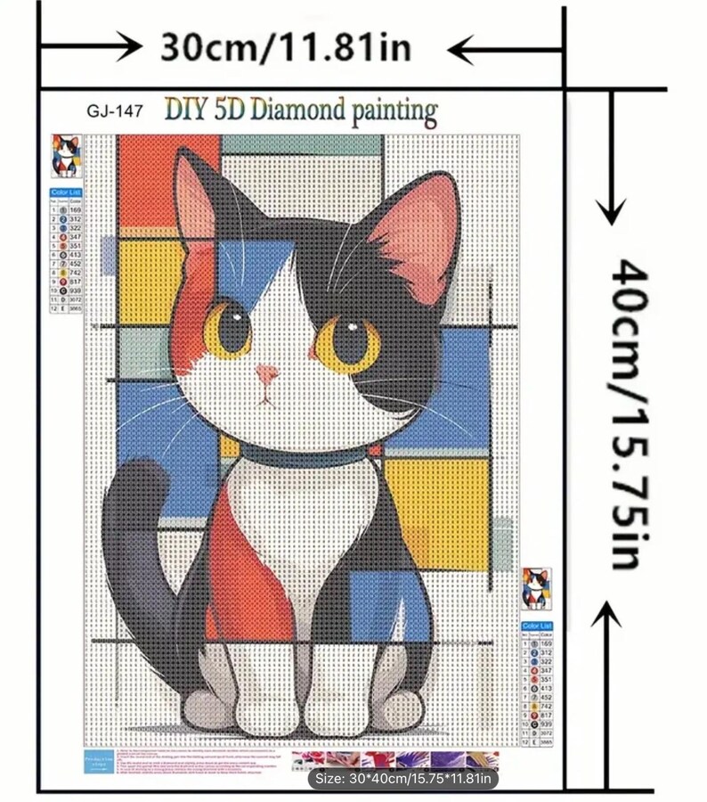 5D Diamond Art Kit | Mondrian Style Modern Art | 30x40 Frameless - Etsy