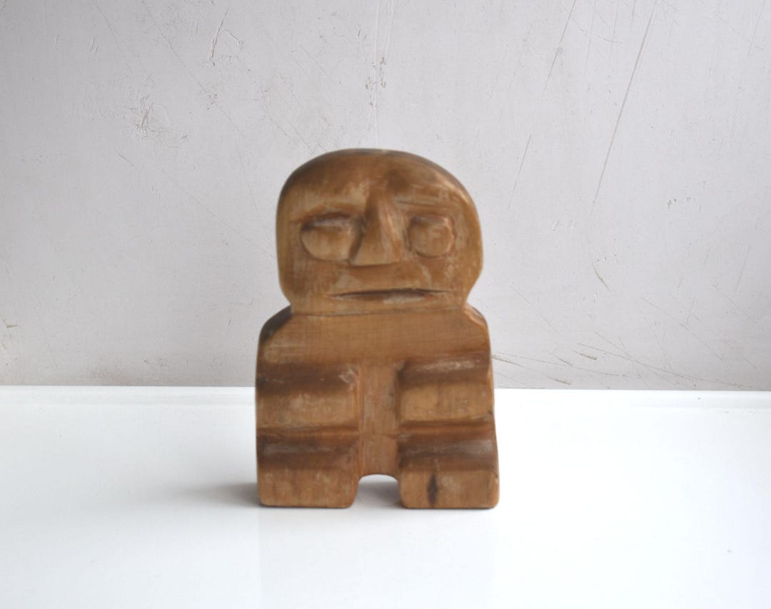 Vintage 6.5" Wooden Idol Statue Fugurine Decor Hand Carved Artist ...