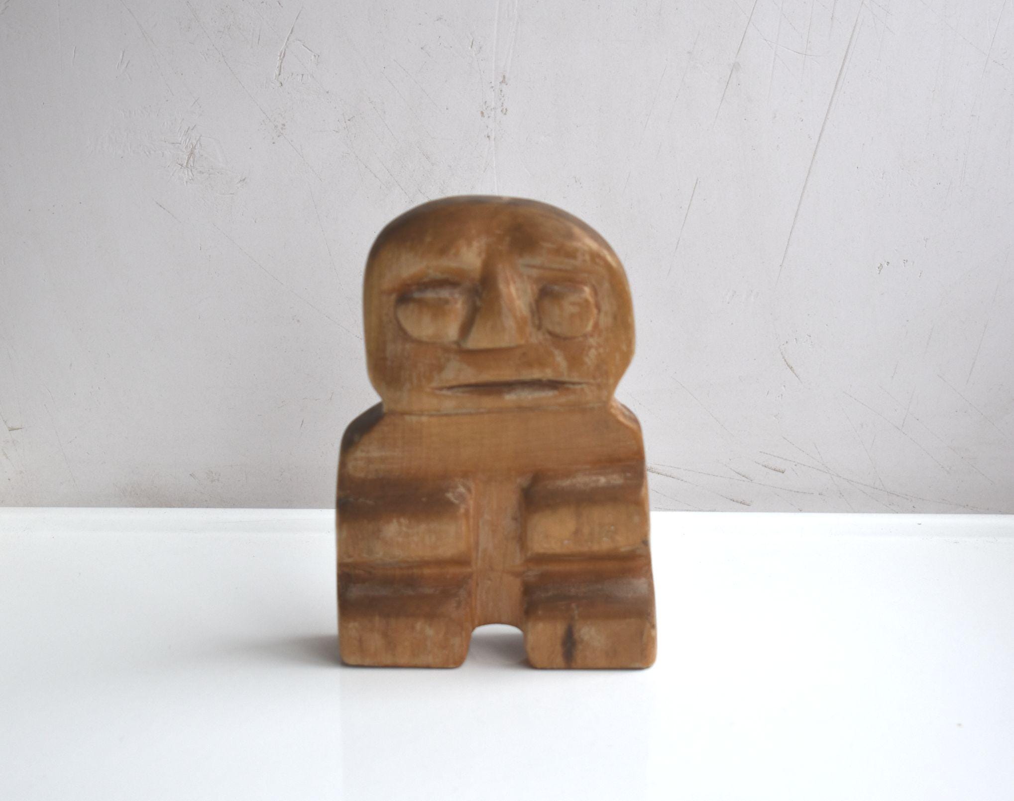 Vintage 6.5" Wooden Idol Statue Fugurine Decor Hand Carved Artist ...