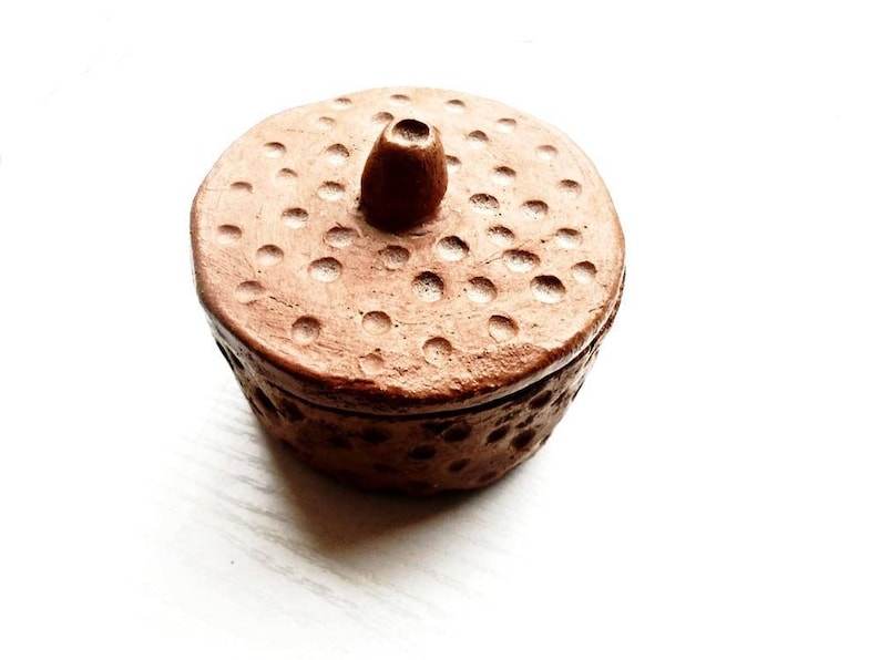 Vintage Jewelry Box Clay Brown Terracotta Porcelain Ceramic Mid Century ...