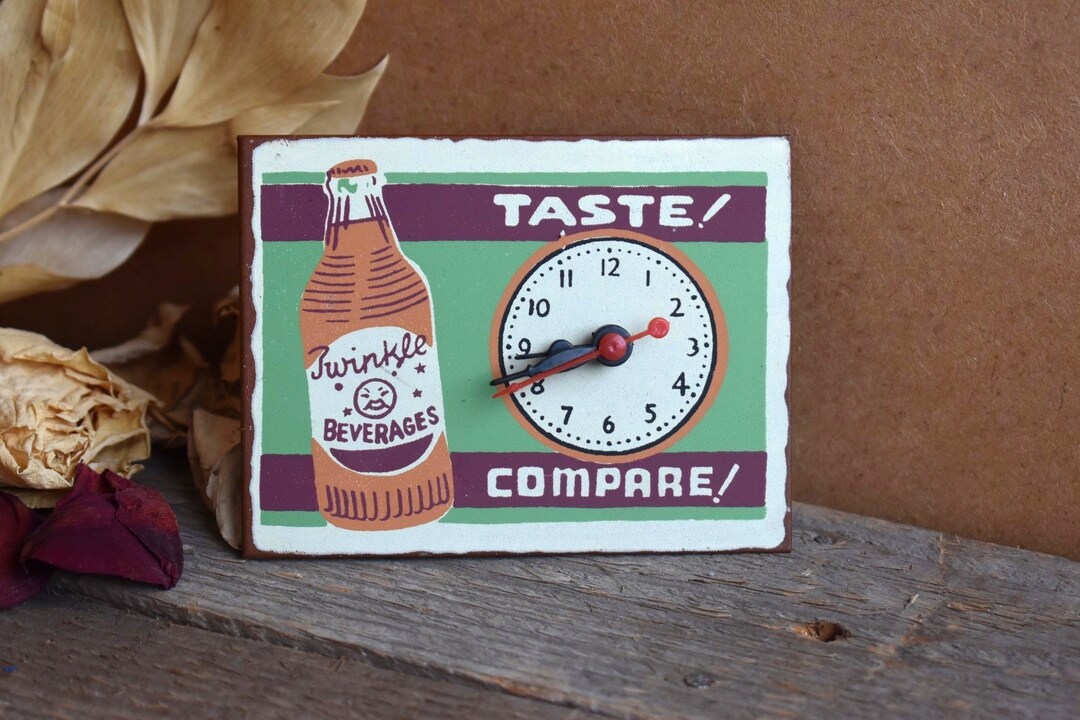 Metal Desk Clock Beverages Bottle Beer Home Table Decor Fathers Mens ...