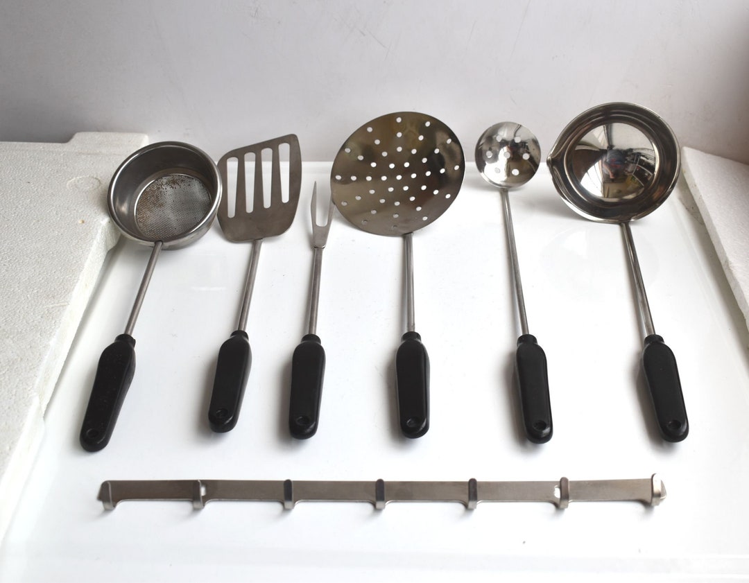 Conjunto vintage de 6 utensílios de aço inoxidável, urss, russo ...
