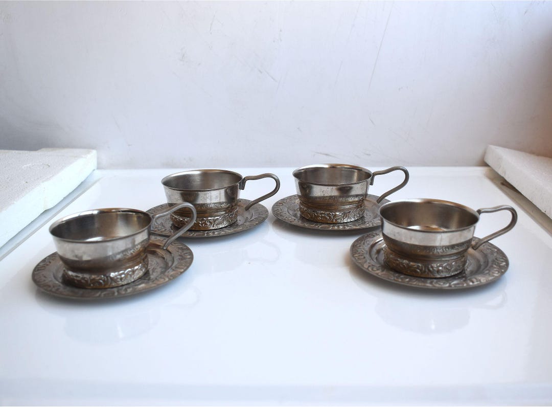Vintage Set of 4 Tea Glass Holders Melchior Solid Metal Baskets for ...