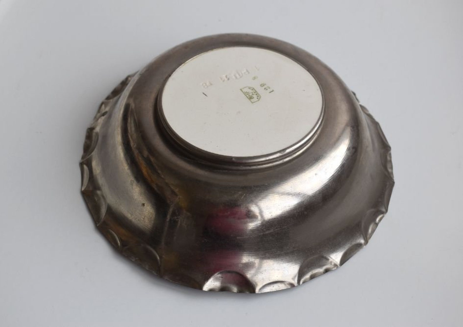 Vintage BMF N Foreign Serving Fruit Bowl Metal Porcelain Plate Tray ...