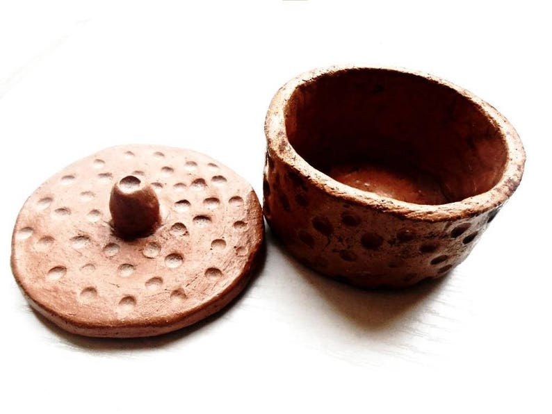 Vintage Jewelry Box Clay Brown Terracotta Porcelain Ceramic Mid Century ...