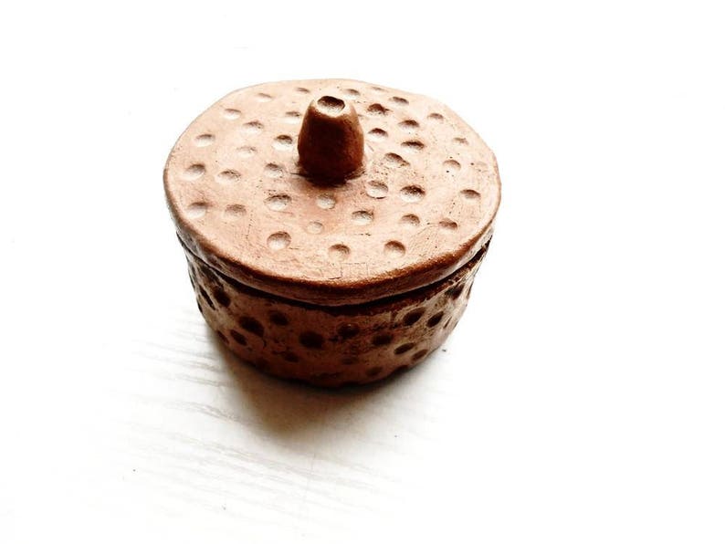 Vintage Jewelry Box Clay Brown Terracotta Porcelain Ceramic Mid Century ...