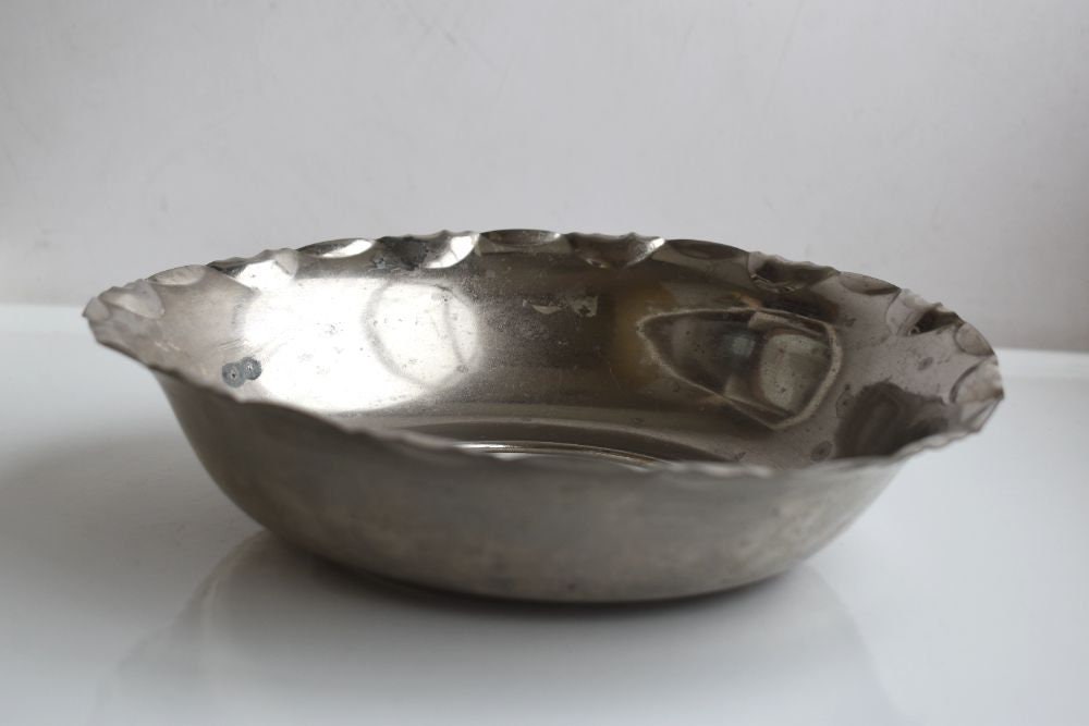 Vintage BMF N Foreign Serving Fruit Bowl Metal Porcelain Plate Tray ...