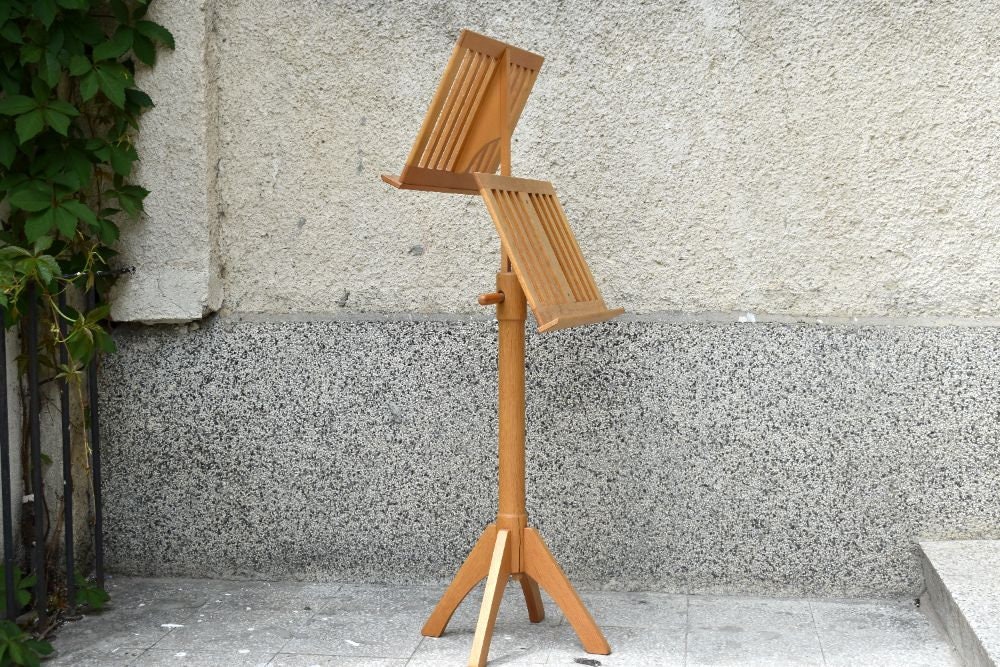 Vintage French Wood Music Notes Stand Large Book Menu Program Art Work ...