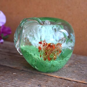 Glass Apple Paperweight Multi Colored Marble Crystal Art Glass Ball ...