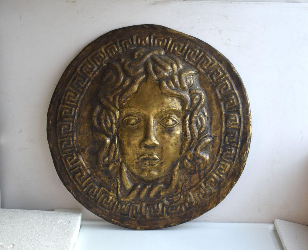 Antique 19" Brass Gorgon Medusa Face Ancient Greece Mythology Wall ...