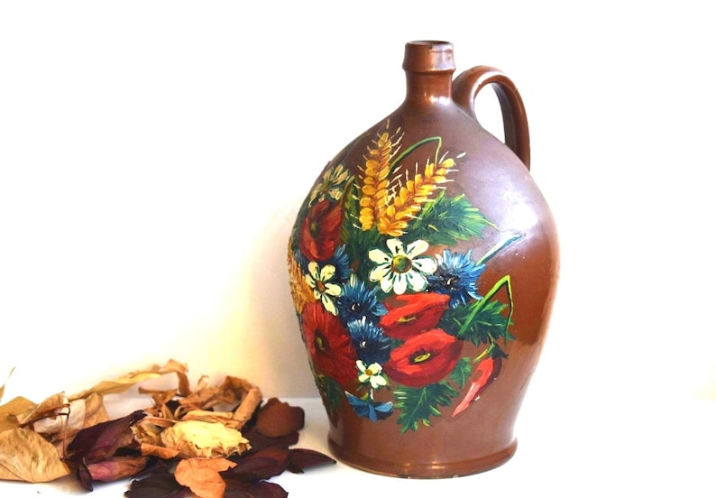Vintage Ceramic Jug Glazed Brown West German Pitcher Clay Pot - Etsy
