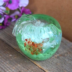 Glass Apple Paperweight Multi Colored Marble Crystal Art Glass Ball ...