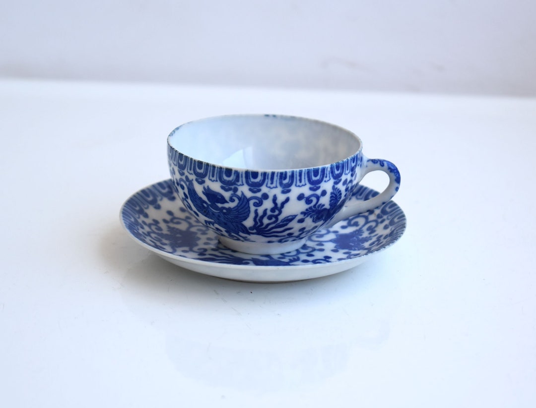 Vintage Nippon Tokusei Japanese Blue White Eggshell Bone China ...