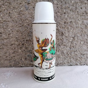 Vintage METTLE Thermos Indian Dancers Aluminum Jug Vacuum Flask ...