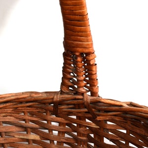 Large Vintage Woven Wicker Basket Handle Fruit Flower Handwoven Bowl ...