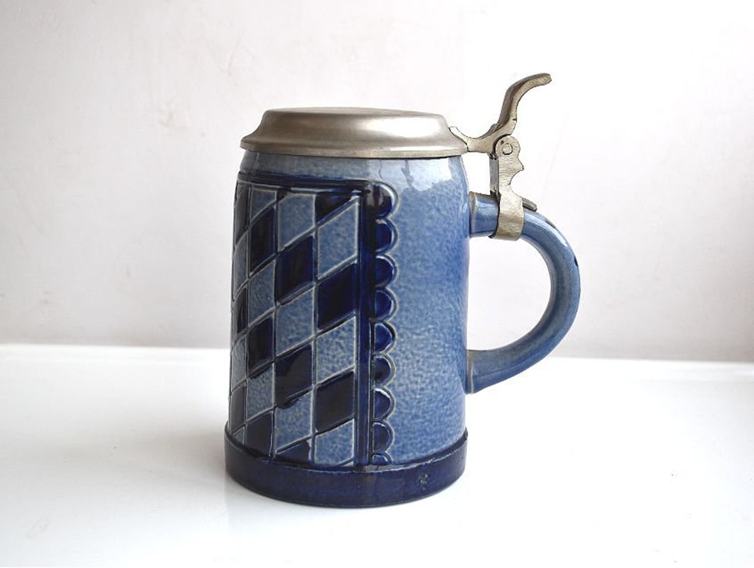 Vintage Stoneware Marzi Remy Ceramic Beer Stein Mug Salt Glazed Pewter ...