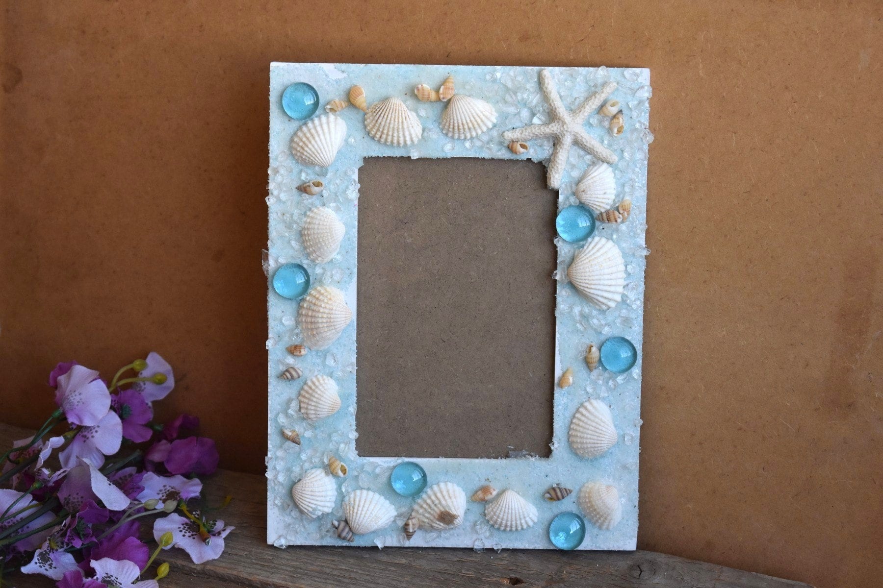 Seashell Encrusted Frame Photo Picture White Blue Sea Shell - Etsy