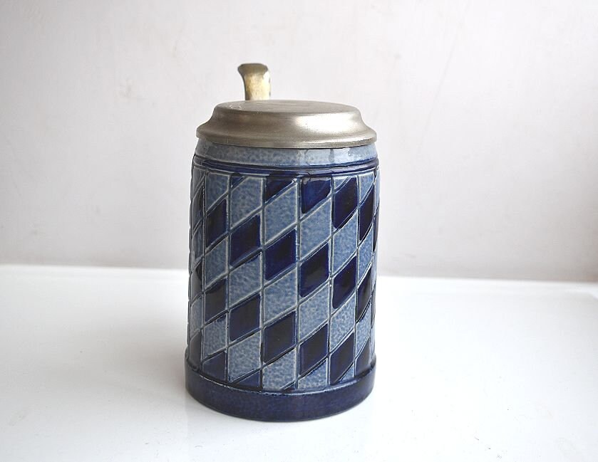 Vintage Stoneware Marzi Remy Ceramic Beer Stein Mug Salt Glazed Pewter ...