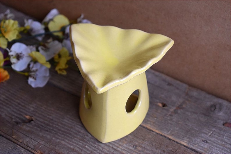 Essential Oil Diffuser Yellow Painted Ceramic Oil Burner Hot Porcelain ...