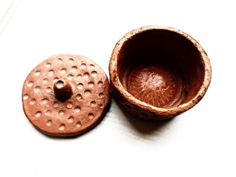 Vintage Jewelry Box Clay Brown Terracotta Porcelain Ceramic Mid Century ...