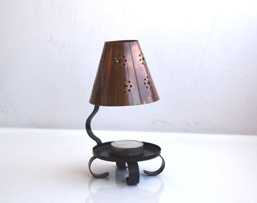 Vintage Copper Night Lamp Tea Light Tealight Candle Holder MCM Tea ...