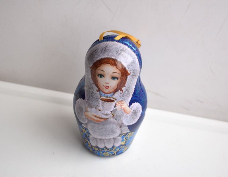Vintage Russian Nesting Doll Matryoshka Shaped Gift Tin Candy Box ...