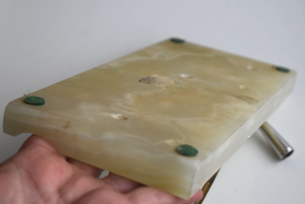 Vintage Green Onyx Desktop Desk Tidy Gemstone Marble Organiser Pen ...