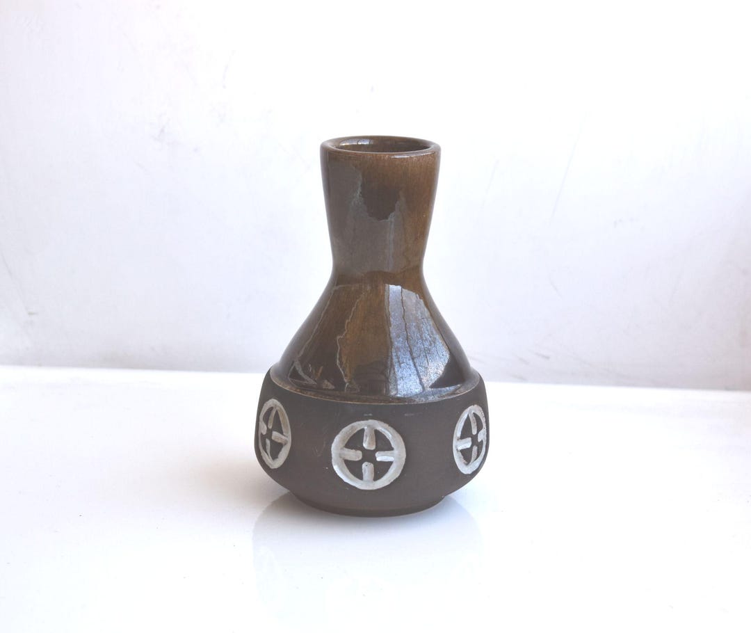 Vintage 7" Frank Keramik Danmark Ceramic Brown Vase European MCM ...