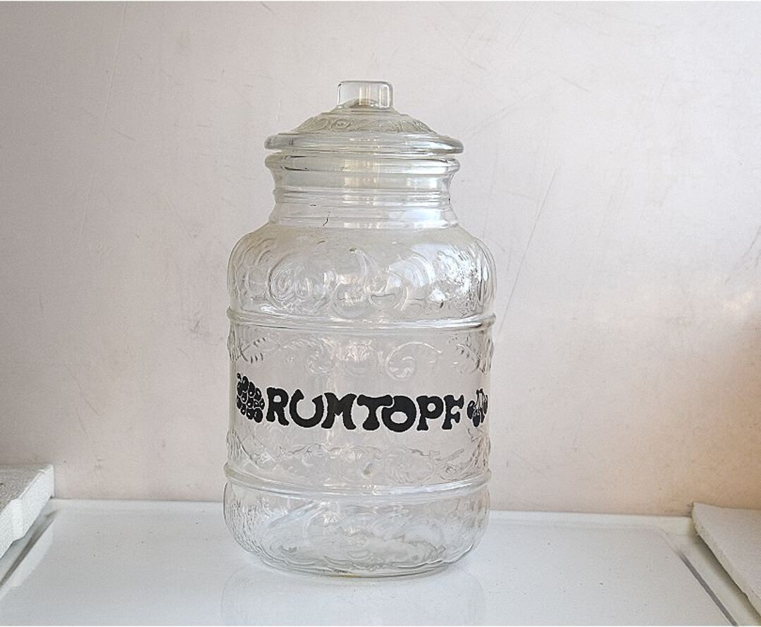 5 L Vintage 12" Tall Clear Glass Pickle Jar Rumtopf Storage Lid ...