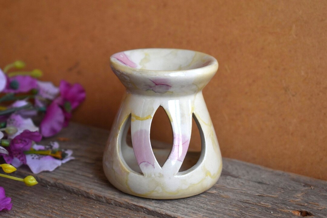 Ceramic Essential Oil Diffuser Yellow Beige Oil Burner Hot Porcelain ...