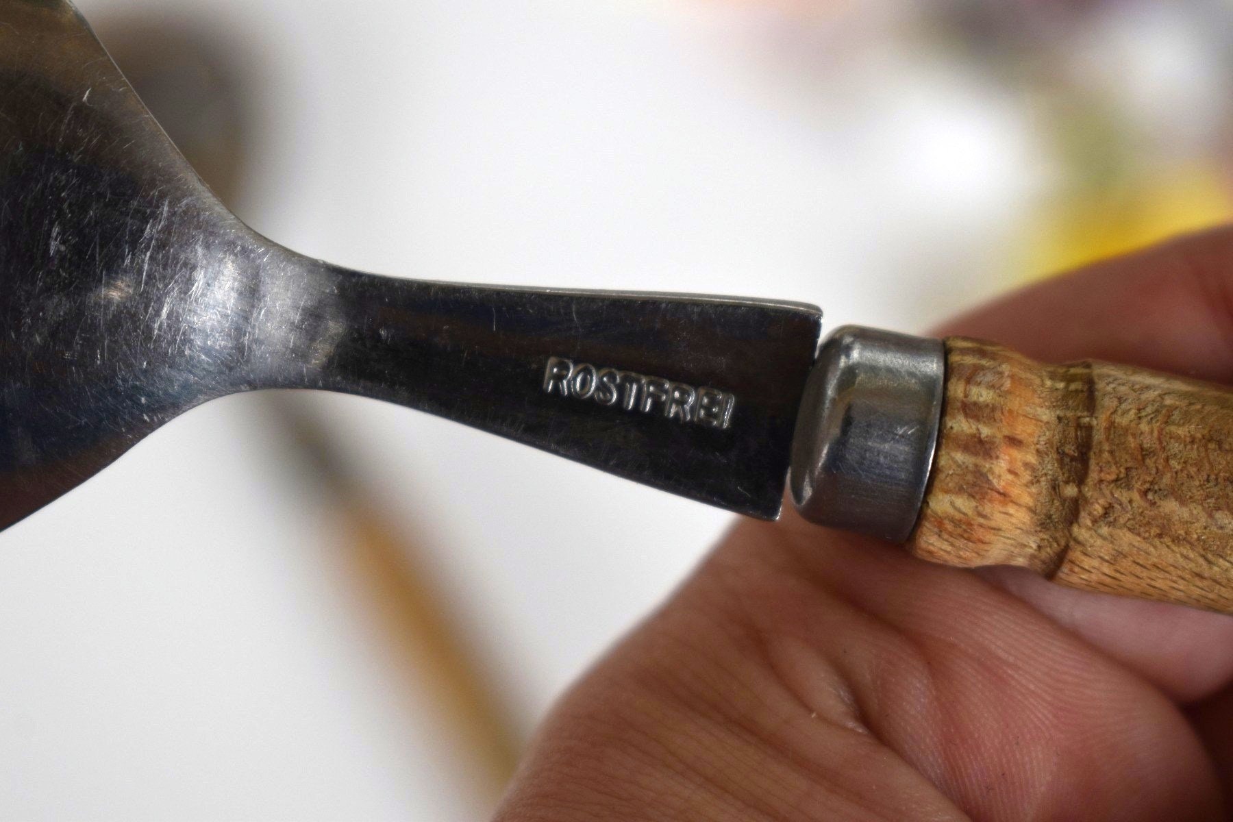 Vintage Rostfrei Serving Spoon Fork Set 2 Stainless Steel Wood Tools ...