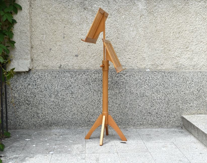 Vintage French Wood Music Notes Stand Large Book Menu Program Art Work ...