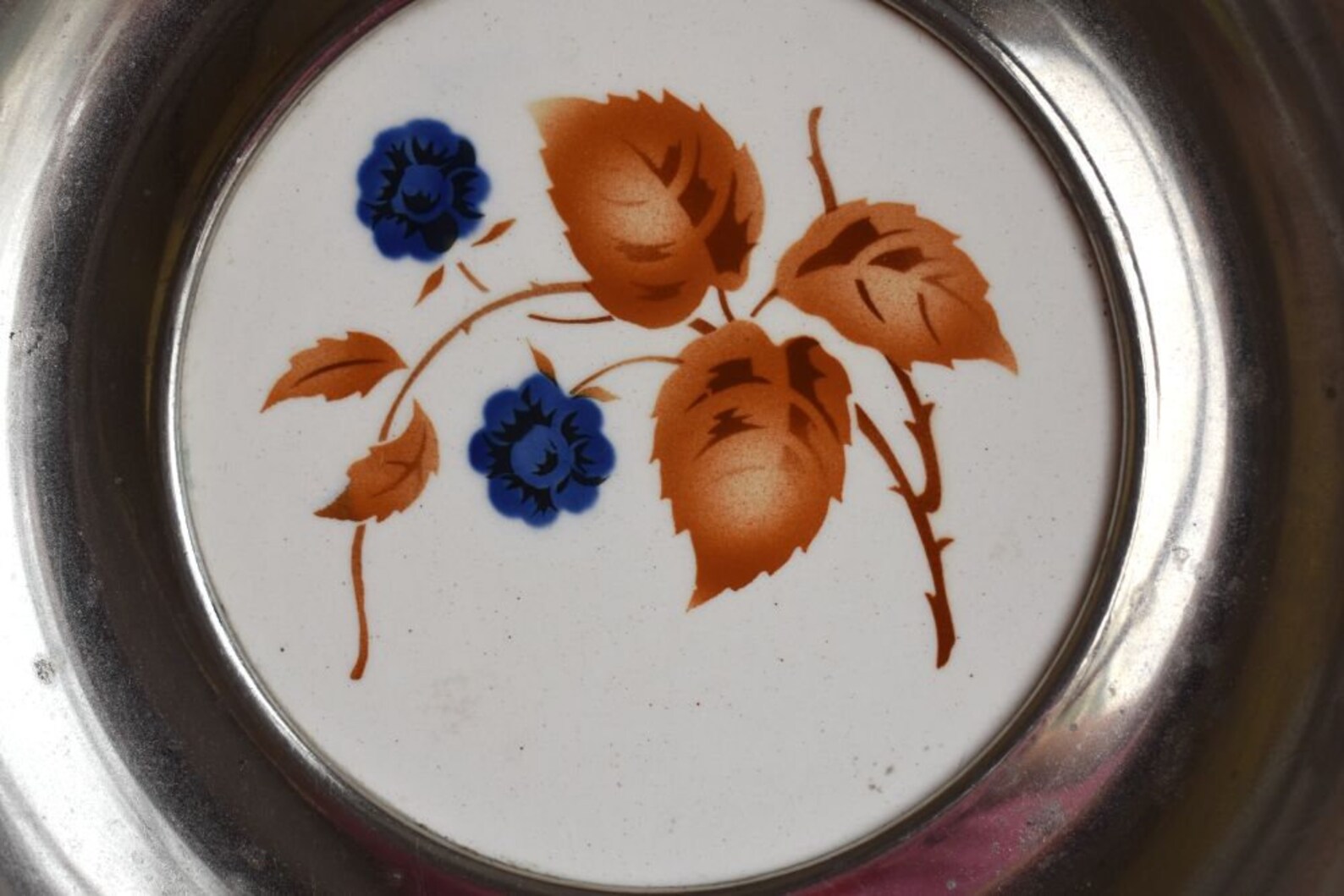 Vintage BMF N Foreign Serving Fruit Bowl Metal Porcelain Plate Tray ...
