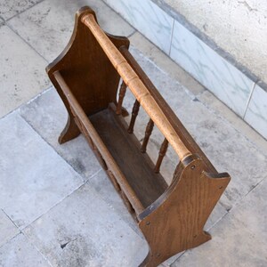 Vintage MCM Wood Magazine Rack Beige Shelf Holder Book Storage Vinyl ...