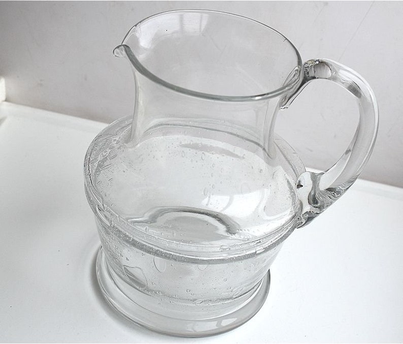 Vintage 2 L Clear Glass Bubble Pitcher Jug Decanter Water Liquor Pot ...