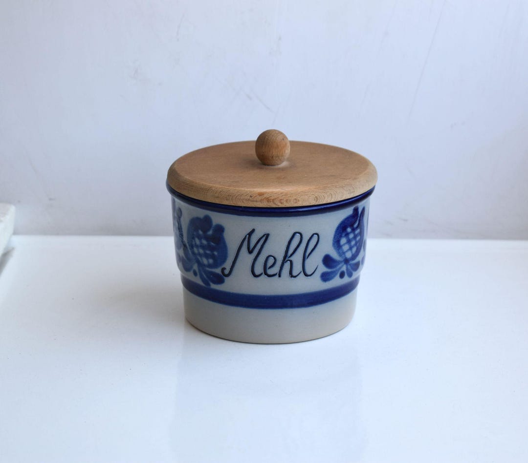 Vintage Mehl Flour Stoneware Salt Glazed Lidded Jar Preserve Pot Terra ...