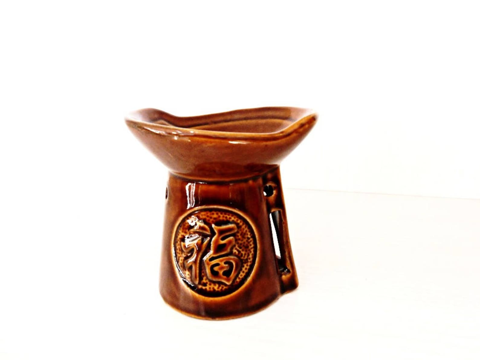 Ceramic Oil Burner Essential Oil Diffuser Hot Brown Porcelain - Etsy