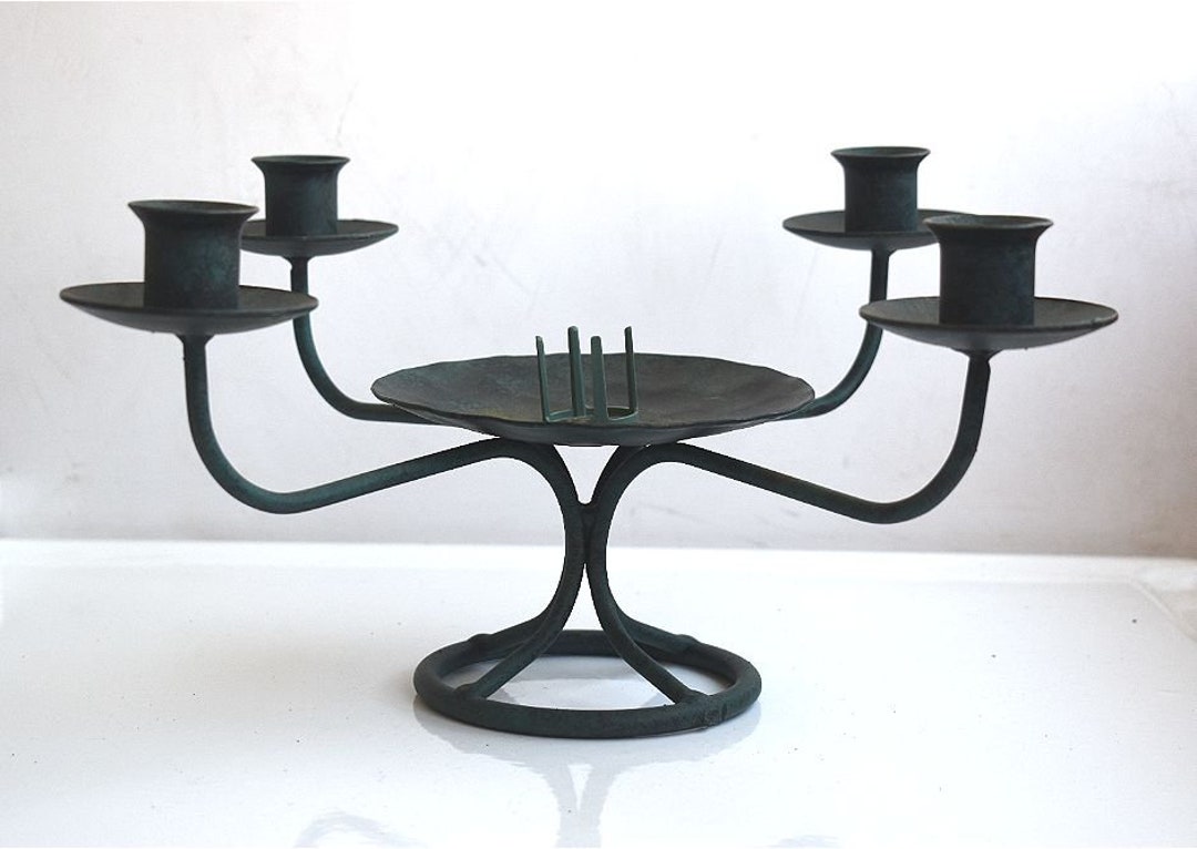 Vintage Wrought Iron Minimalist Primitive Candlestick Candle Holder Art ...