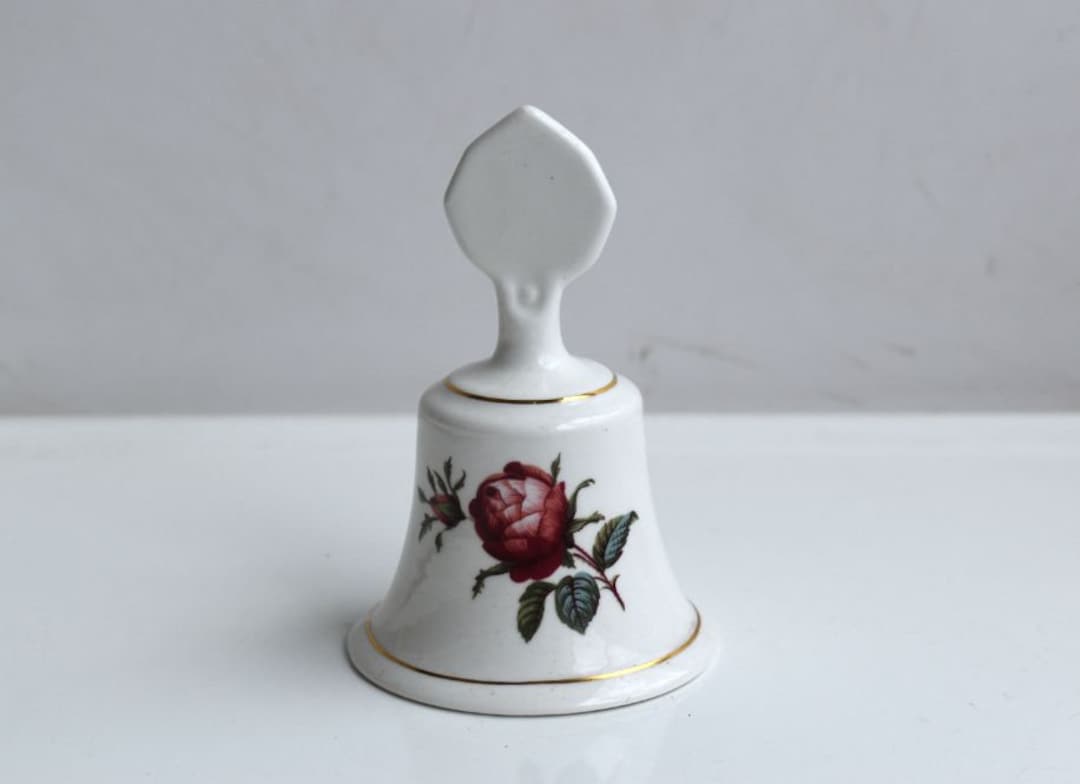 Vintage Collectible Chelson Bone China Porcelain Bell Red Rose Made in ...