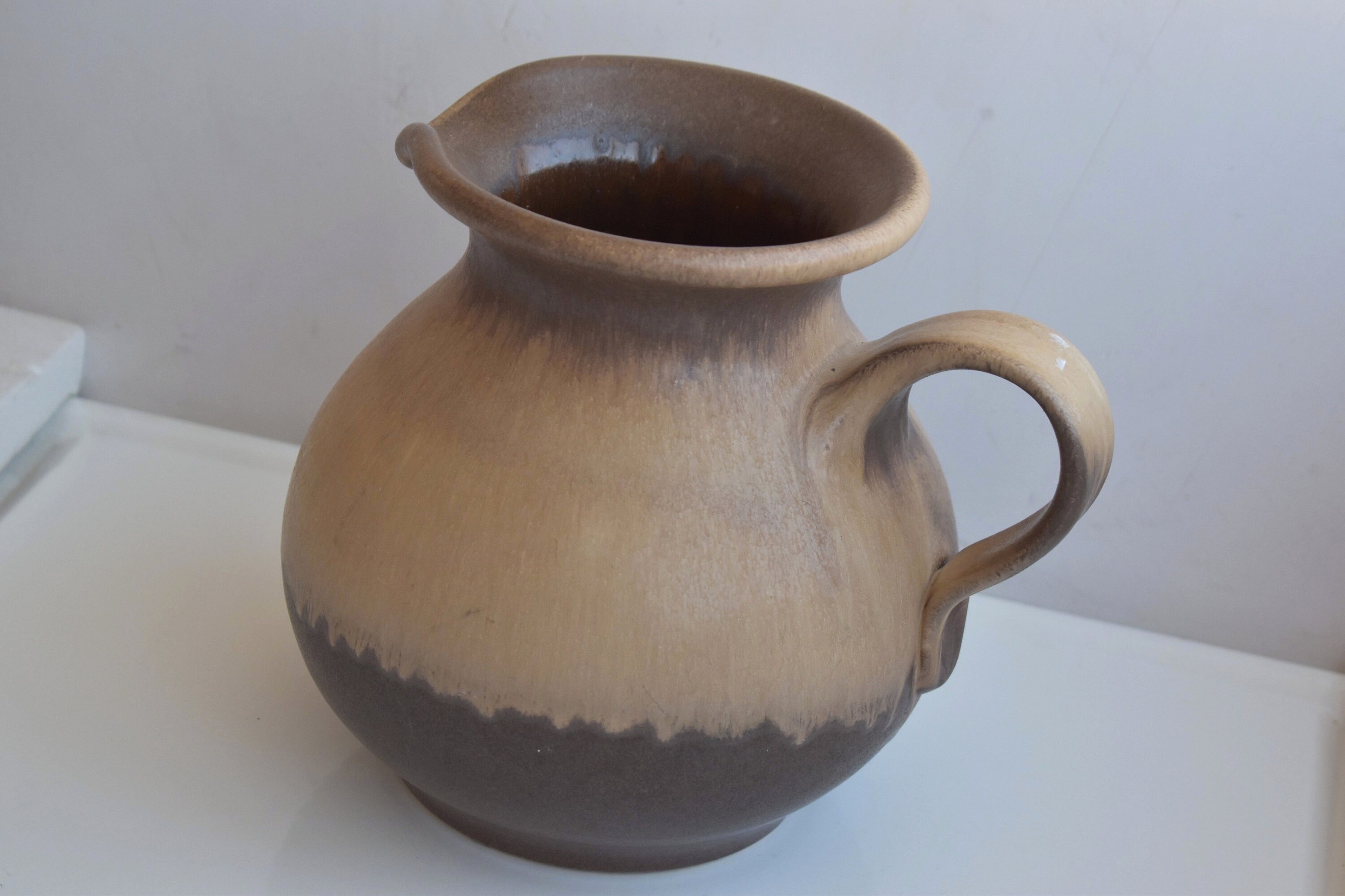 Vintage Silberdistel Jug Ceramic Beige Brown West Germany Pitcher Clay ...