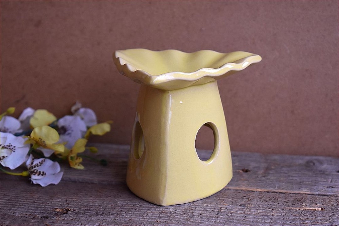 Essential Oil Diffuser Yellow Painted Ceramic Oil Burner Hot Porcelain ...