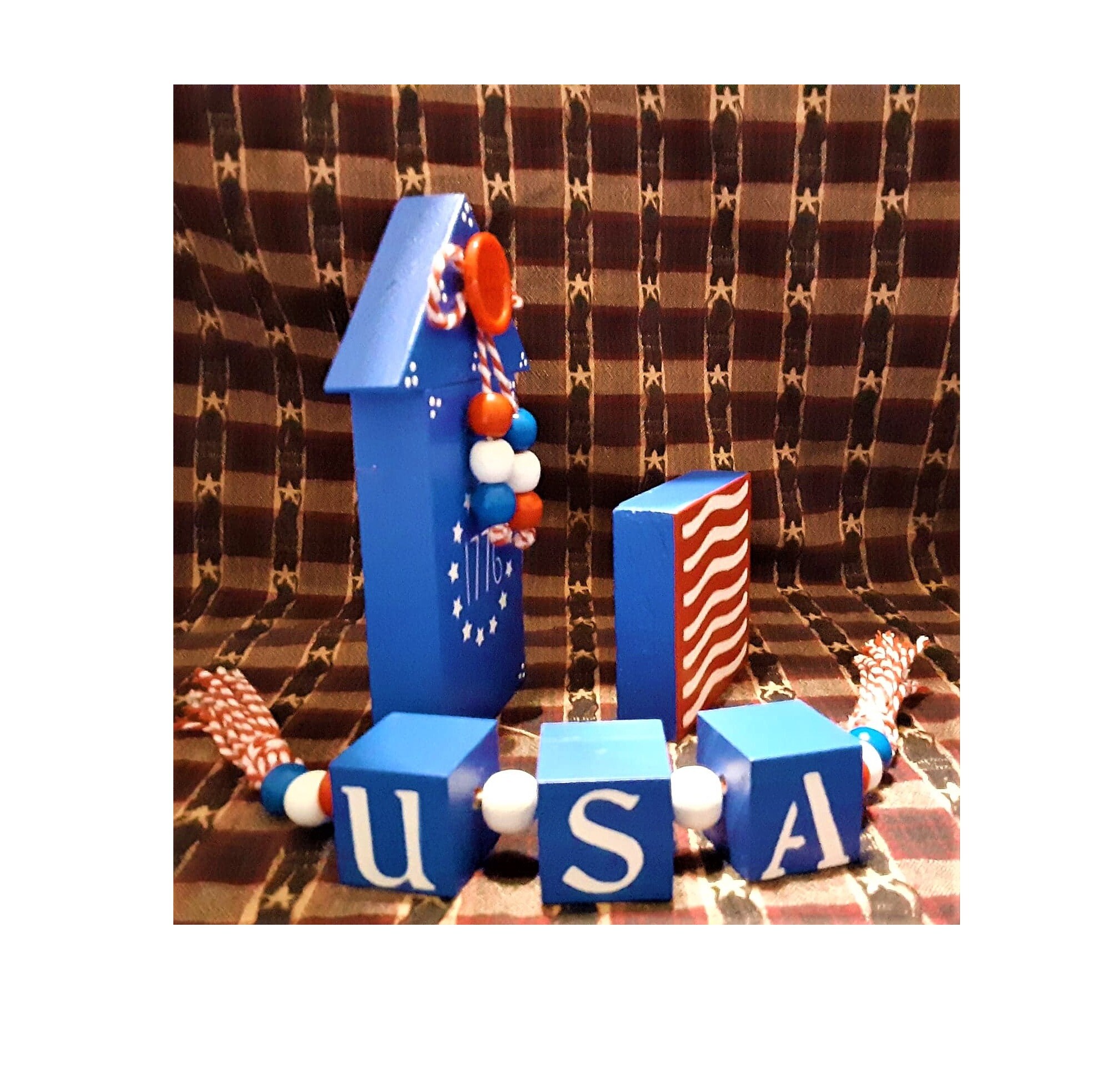 SALEAMERICAN Flag BLOCK Set. Fourth of July Decor. America - Etsy