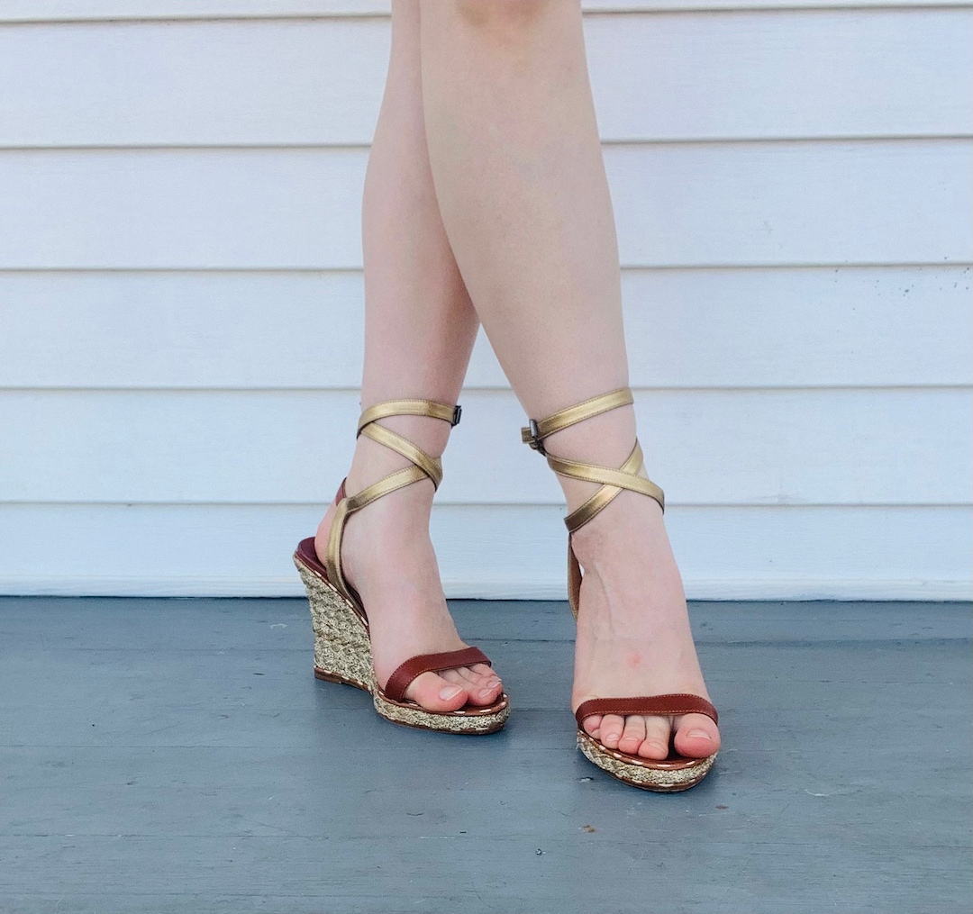 Vintage Italian Leather Goddess Wedges - Etsy