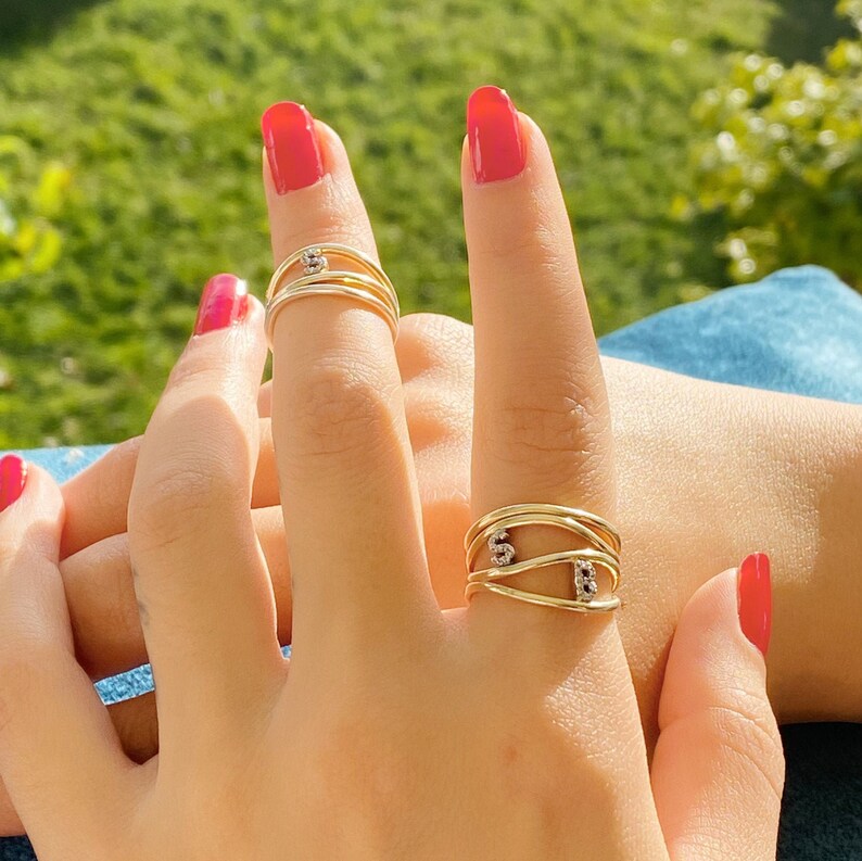Statement Rings Custom Initial Ring Personalized Initial | Etsy
