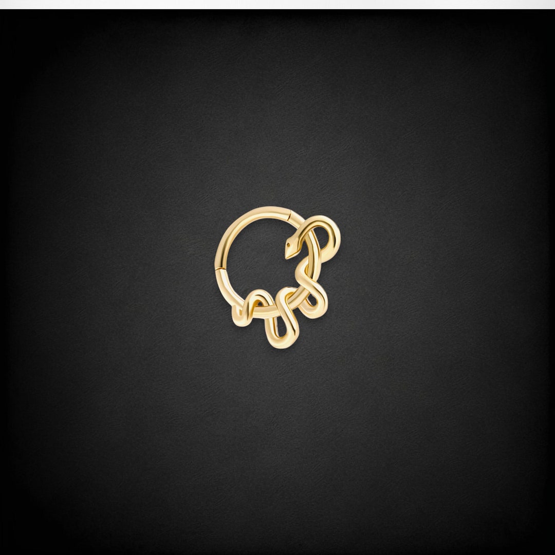 14K Gold Snake Hinge Hoop: Daith, Septum, Nose Ring - Etsy