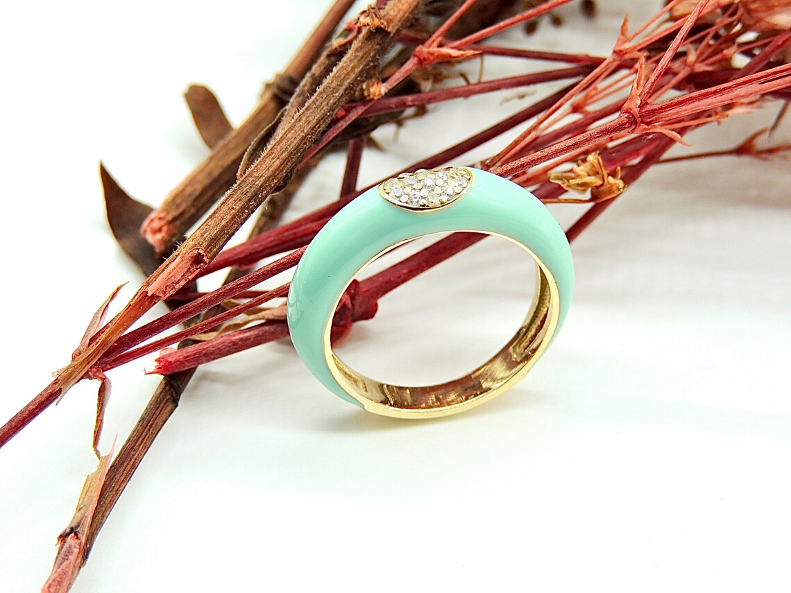 Colorful Stacking Ring Multicolor Enamel Band Colored | Etsy